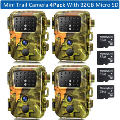 2/4 Pack Mini Trail Camera 24MP 1080P Wildlife Game Hunting Cam IR ...