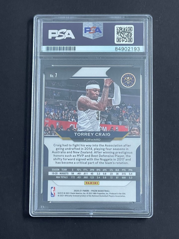 2020-21 Panini Prizm #7 Torrey Craig Signed Card PSA Slabbed Nuggets | eBay