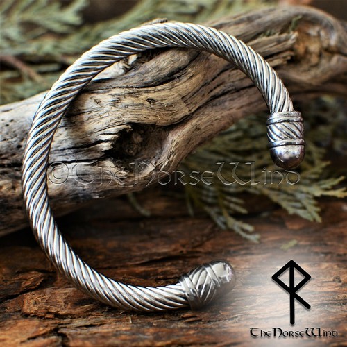 Solid Viking Bracelet Stainless Steel Cuff Norse Arm Ring Torc Viking ...