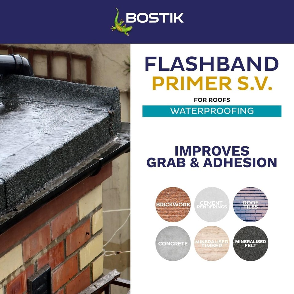 Bostik Flashband Primer SV 1L for Bituminous Flashing Tape Roof Sealant ...