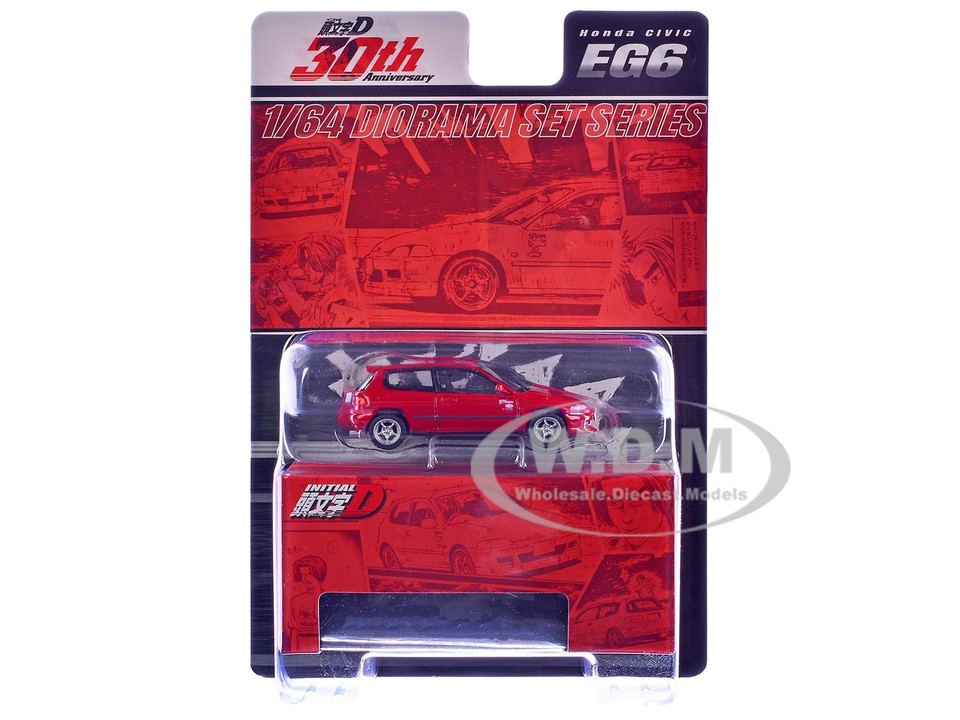 HONDA CIVIC (EG6) RHD RED "INITIAL D" 1/64 DIECAST MODEL BY HOBBY JAPAN ...