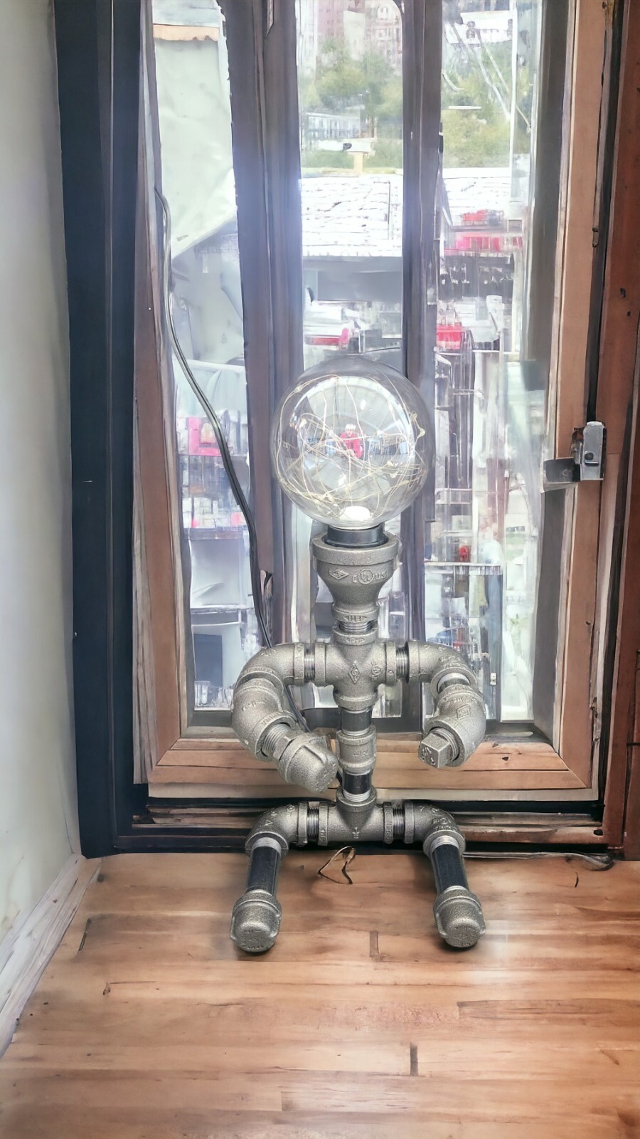 Handcrafted Vintage industrial pipe sitting man lamp. On/off switch on ...