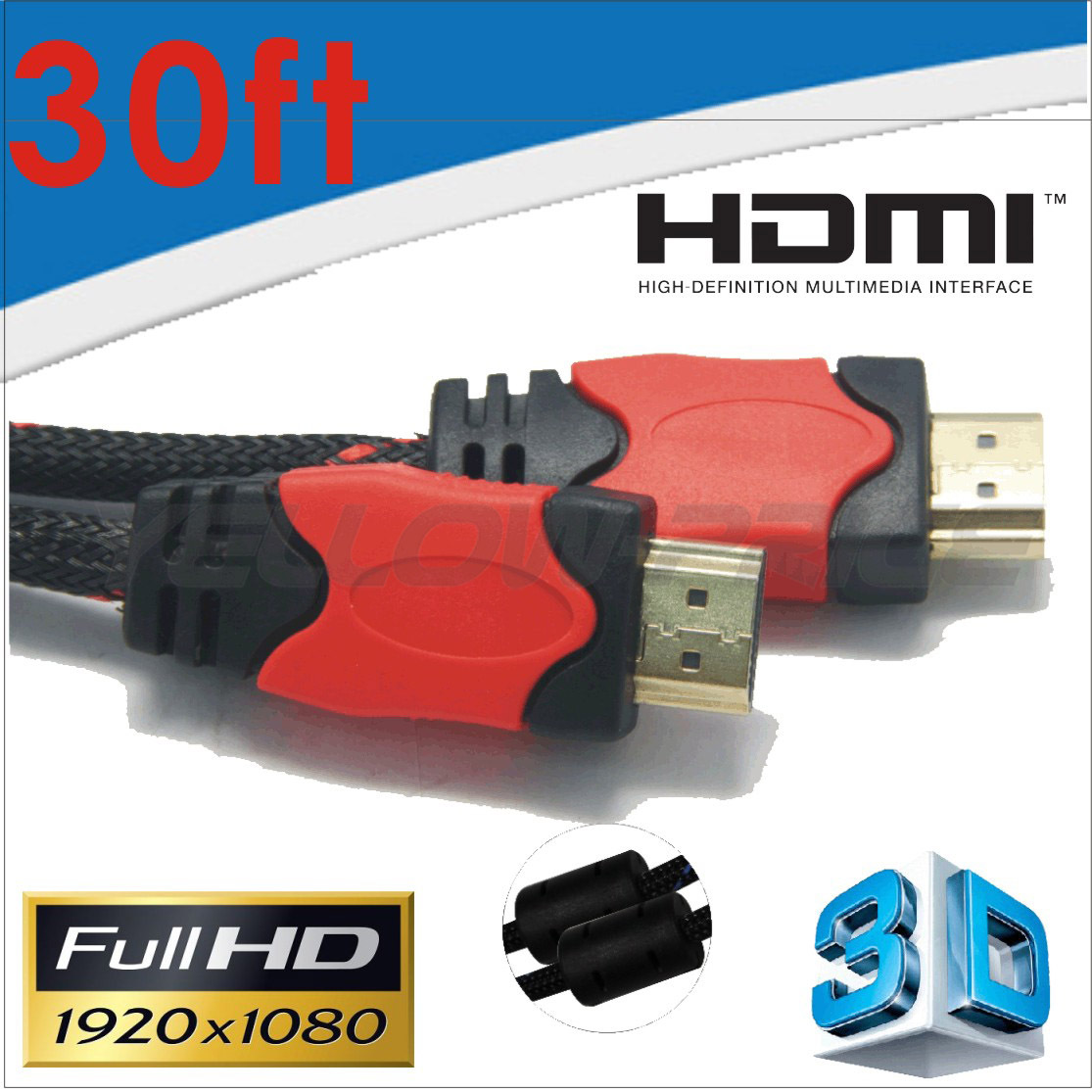 HDMI Cable 10M Gold Plated V1.4 3D High Speed w/ Ethernet HEC 1080 Full ...