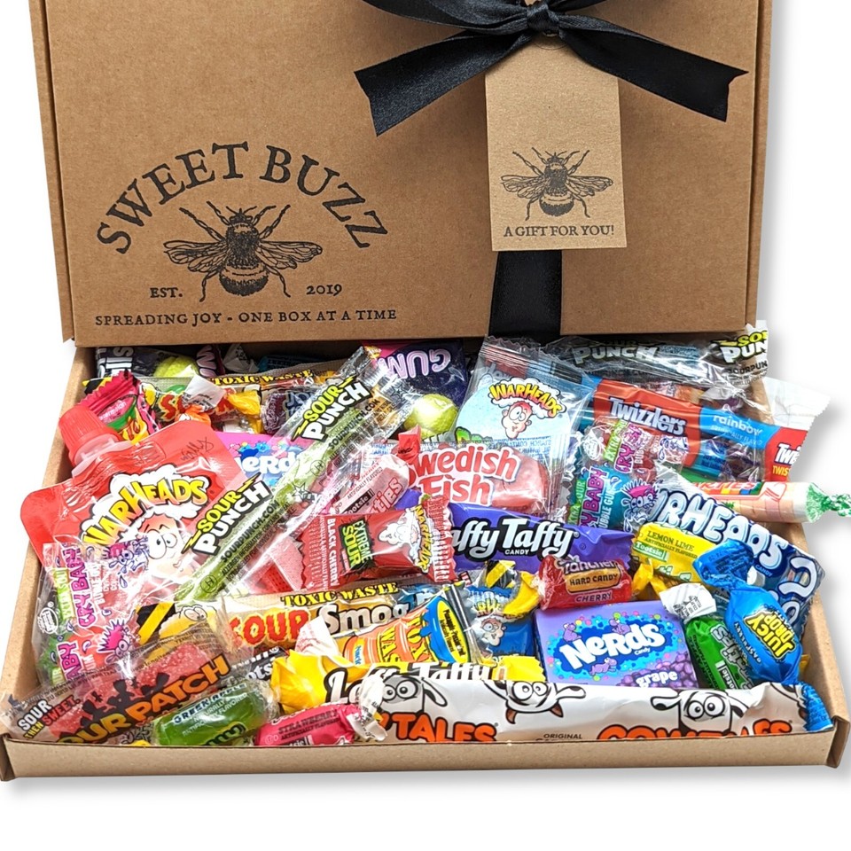American Sweets Candy 50 Piece Gift Box Hamper Personalised Candies USA ...