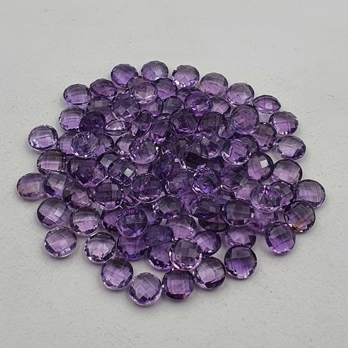 Natural Brazilian Amethyst Round Checker Cut Loose Stone Lot 83 Pcs 7 ...