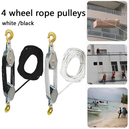 2 Ton Poly Rope Hoist Pulley Wheel Block and Tackle Puller Rigging ...