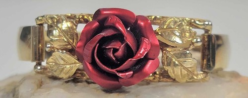 Vintage Mid Century Modern Gold Tone And Red Enamel Rose Bangle c 1960 ...