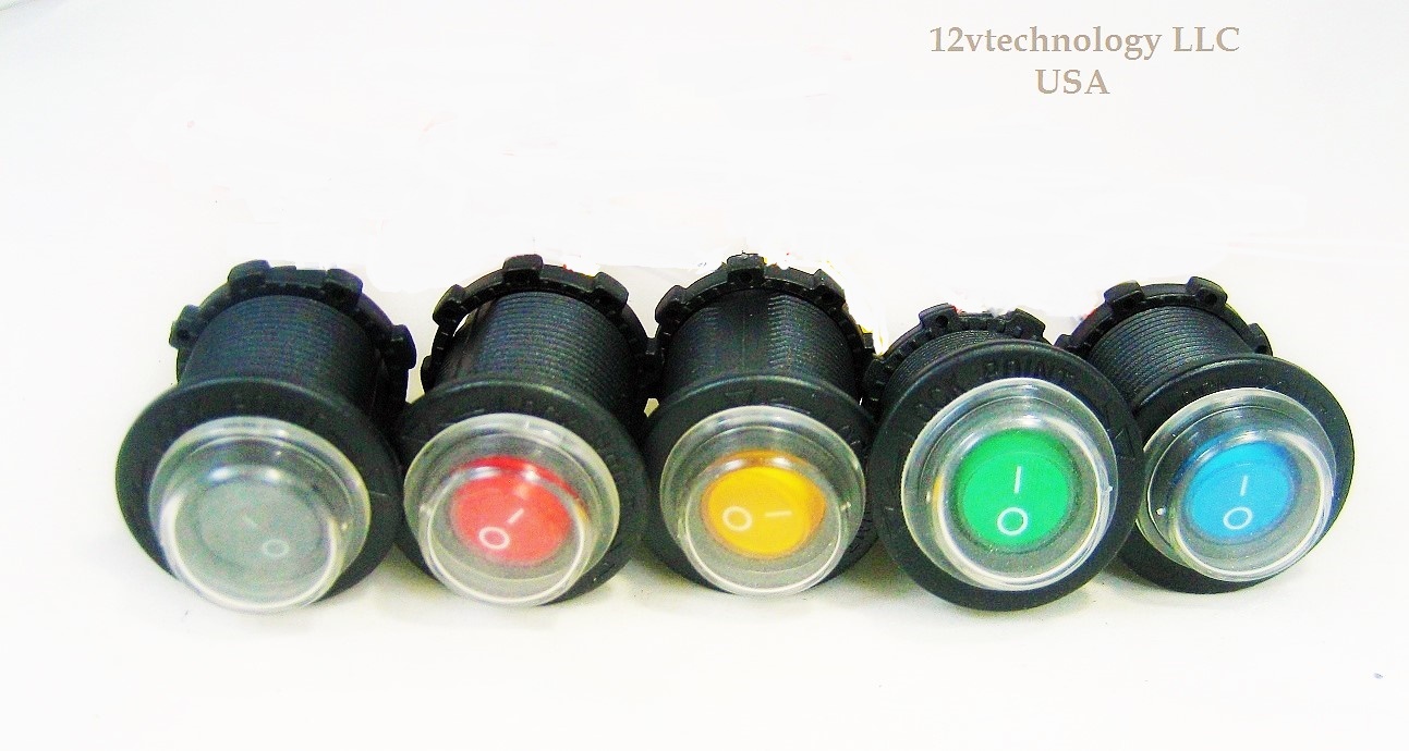 Waterproof Covered Round Rocker Toggle Switch Panel SPST Marine On-Off ...