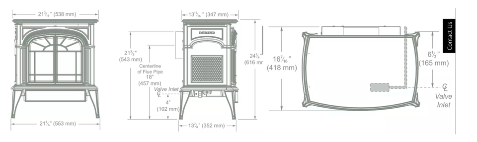 Vermont Castings Intrepid Wood Stove, w/ IFT, Black, Trad Doors, INDVR ...