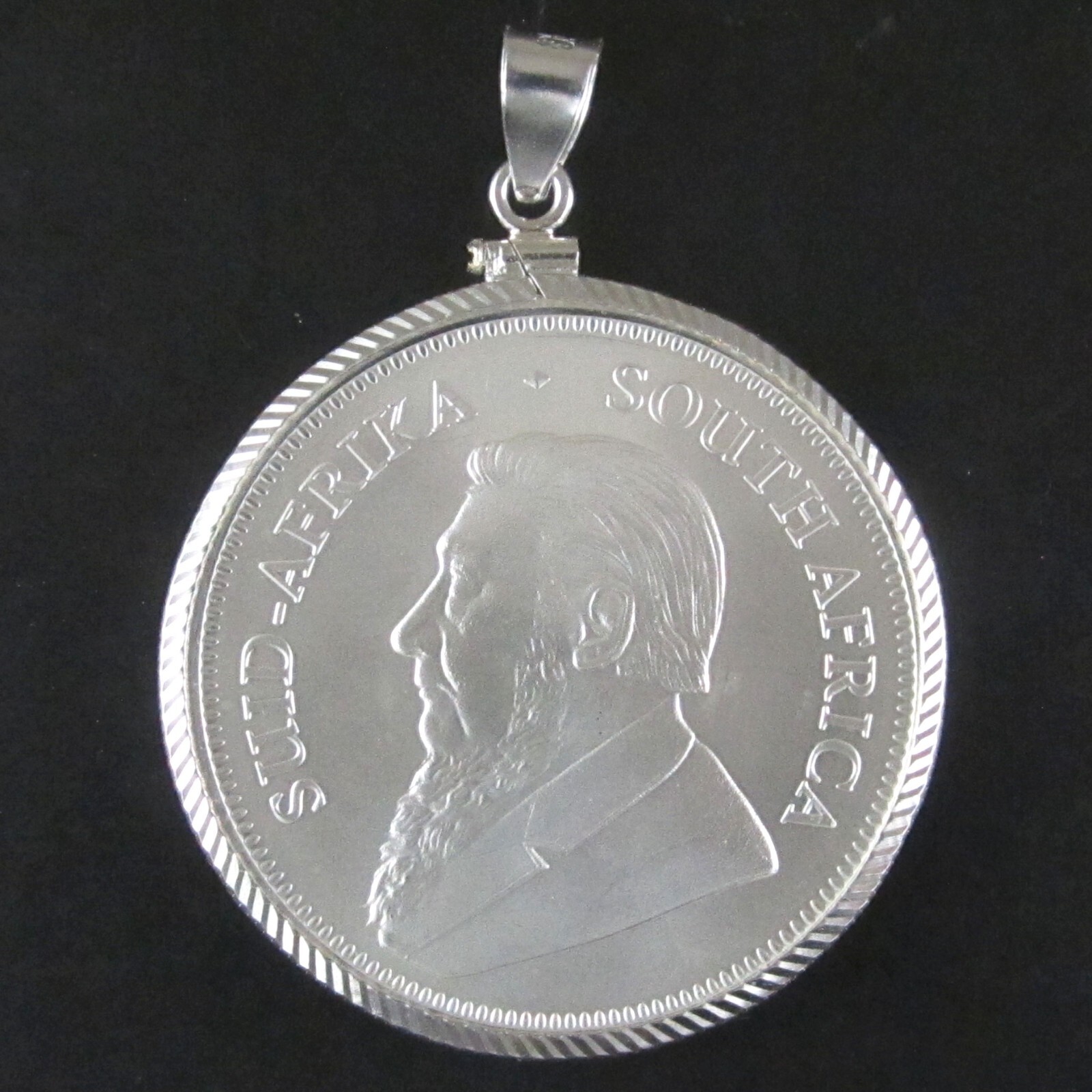 Coin Pendant 2024 1 oz. Fine Silver Krugerrand Sterling Silver Diamond ...