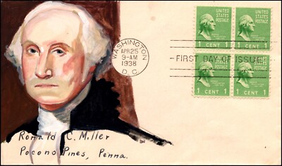 Scott 804b 1 Cent Washington Pane BN Hand Painted Add On FDC Unique? | eBay