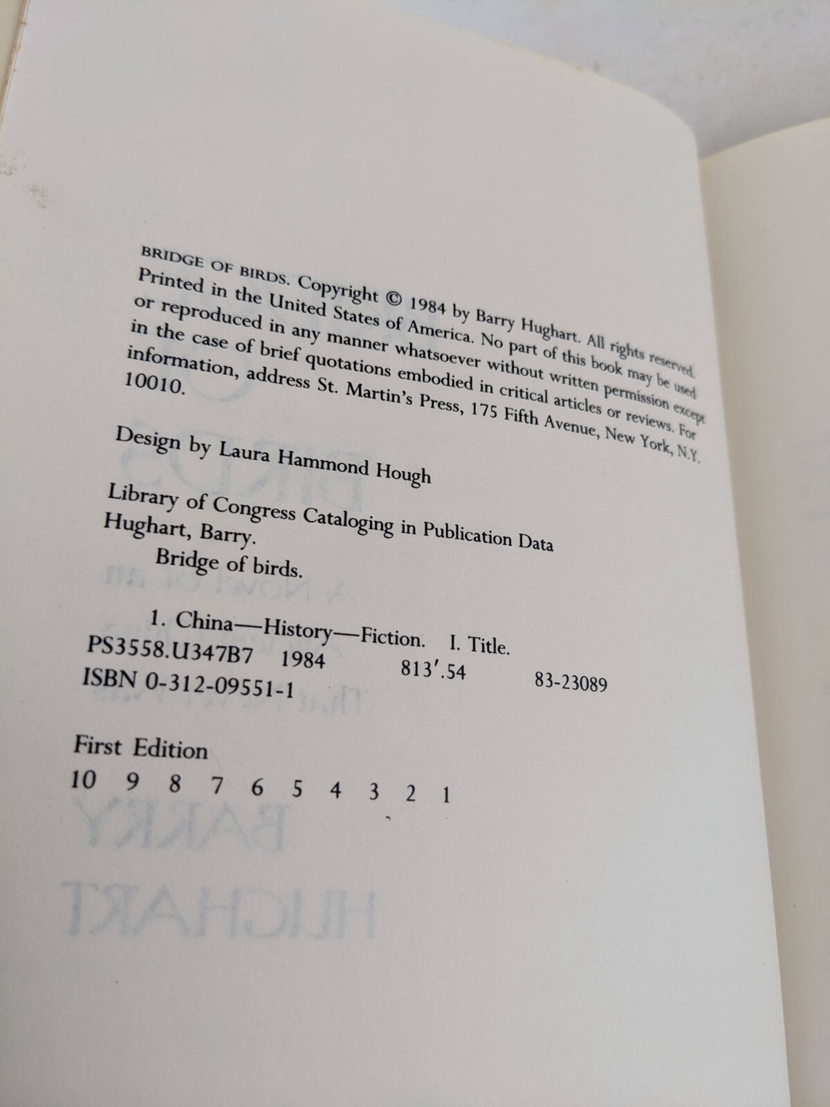 Bridge of birds by Barry Hughart 1984 Hardcover First Edition/ Print St ...