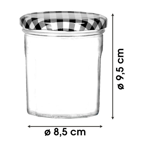 Glass Jam Jars Checkered Metal Lids Honey Pickles Food Preserve Home ...