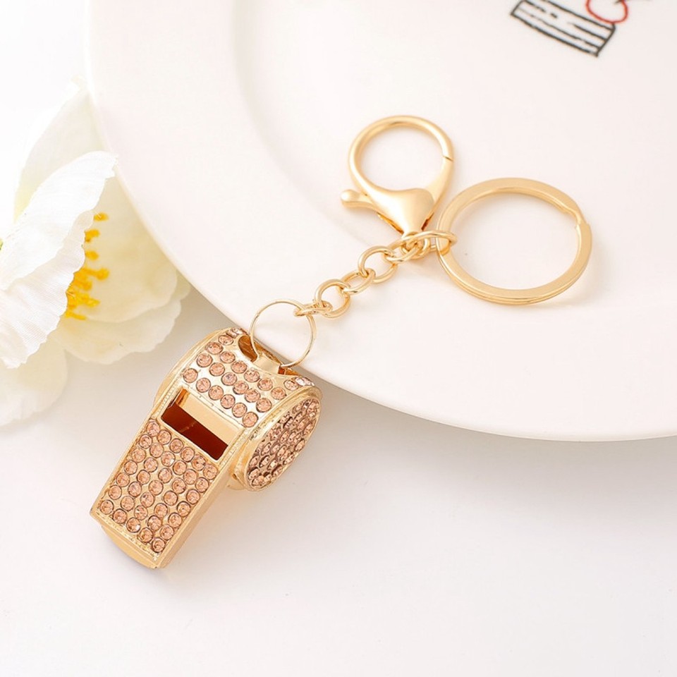 Rose Red Exquisite Diamond-Encrusted Referee Whistle Key Chain ...