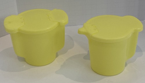 Tupperware Sugar Bowl Creamer Set Yellow 577-9 574-11 Flip Top Hinged ...