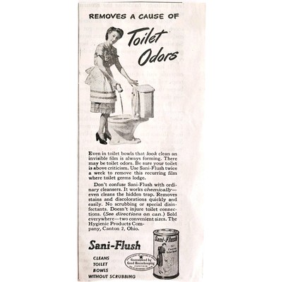 1944 Sani-Flush Toilet Bowl Cleaner Advertisement Bathroom Clean ...