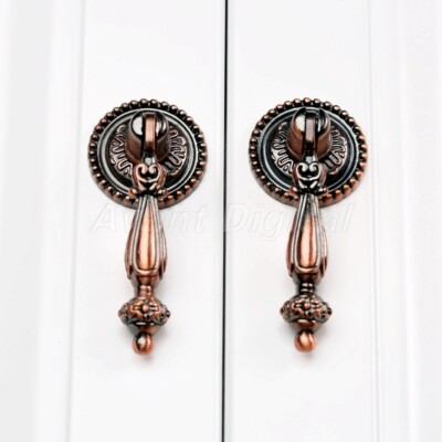 2 Pcs/Set Vintage Hanging Design Cabinet Handles Antique Drawer Drop ...