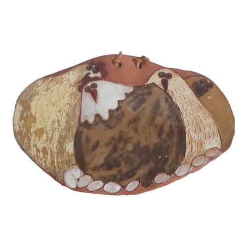 Holly Hooper Chicken Pottery Trivet Hot Plate Wall Art Plaque Hanging ...