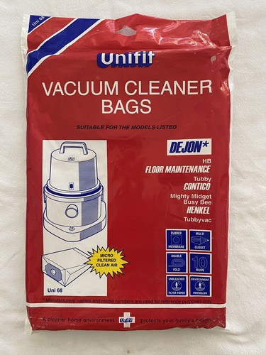 Unifit Uni 68 Vacuum Cleaner Bags Pack of 10 New Sealed Dejon Contico ...