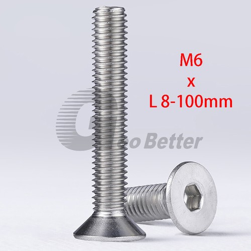 M6 Countersunk Screws Socket Bolt Stainless Steel Allen Key Flat Head ...