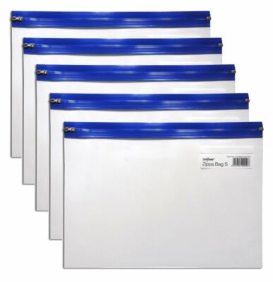 Snopake A4 Blue Zip Bags Zippi Zippa Transparent Clear Plastic - Pack 5 ...