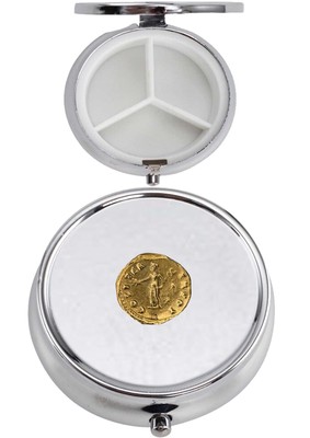 WC16 Aureus of Vespasian coin reverse gold gild pewter 3 Section pill ...