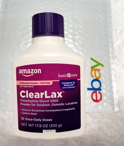 Basic Care Amazon Clear Lax Laxative 17.9 oz. Unflavored Powder Exp 12/ ...