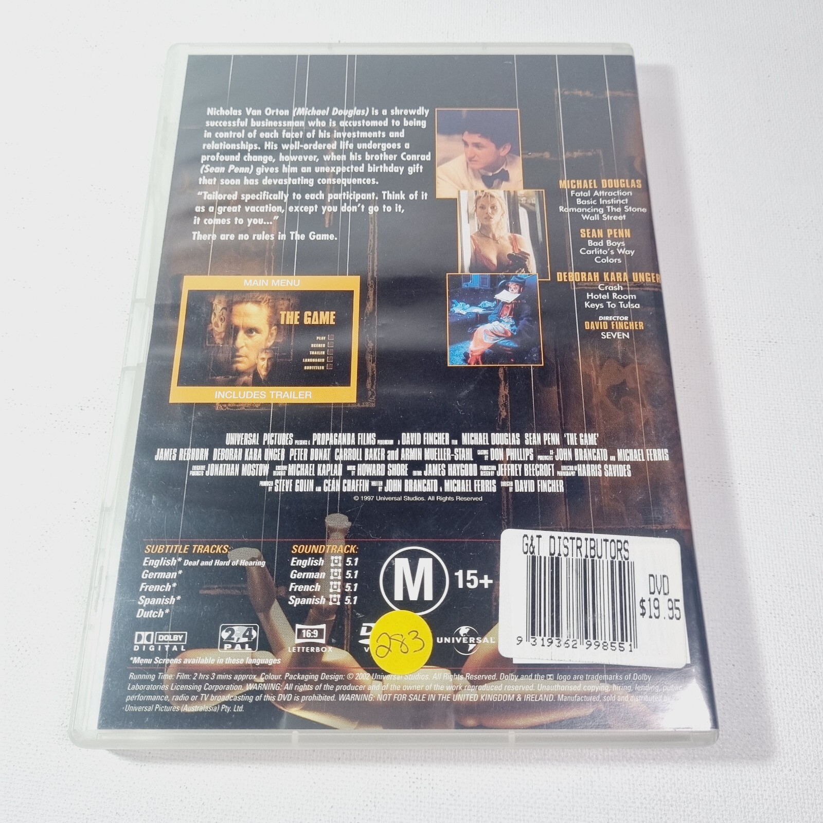 The Game DVD 1997 Michael Douglas Sean Penn Thriller Region 4 VGC [Free ...