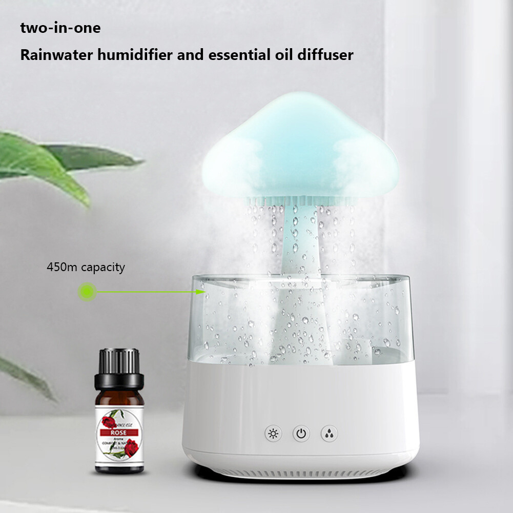 AU Mushroom Rain Air Humidifier Night Light Fragrance Diffuser (White ...