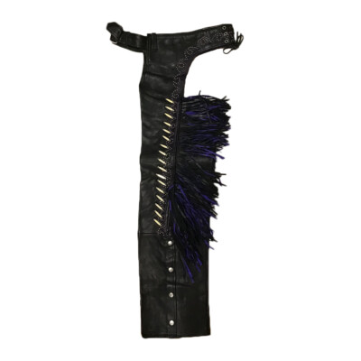 Leather Gallery Black Leather Chap with Purple Fringe Women's XS and ...