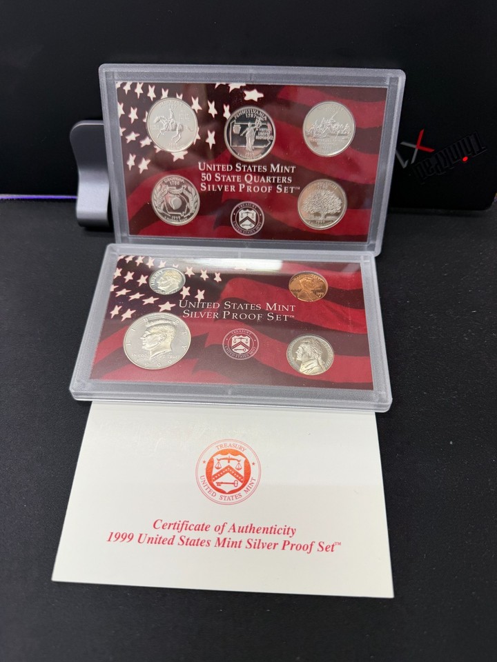 1999 Silver Proof Set U.S. Mint Original Government Packaging OGP COA ...