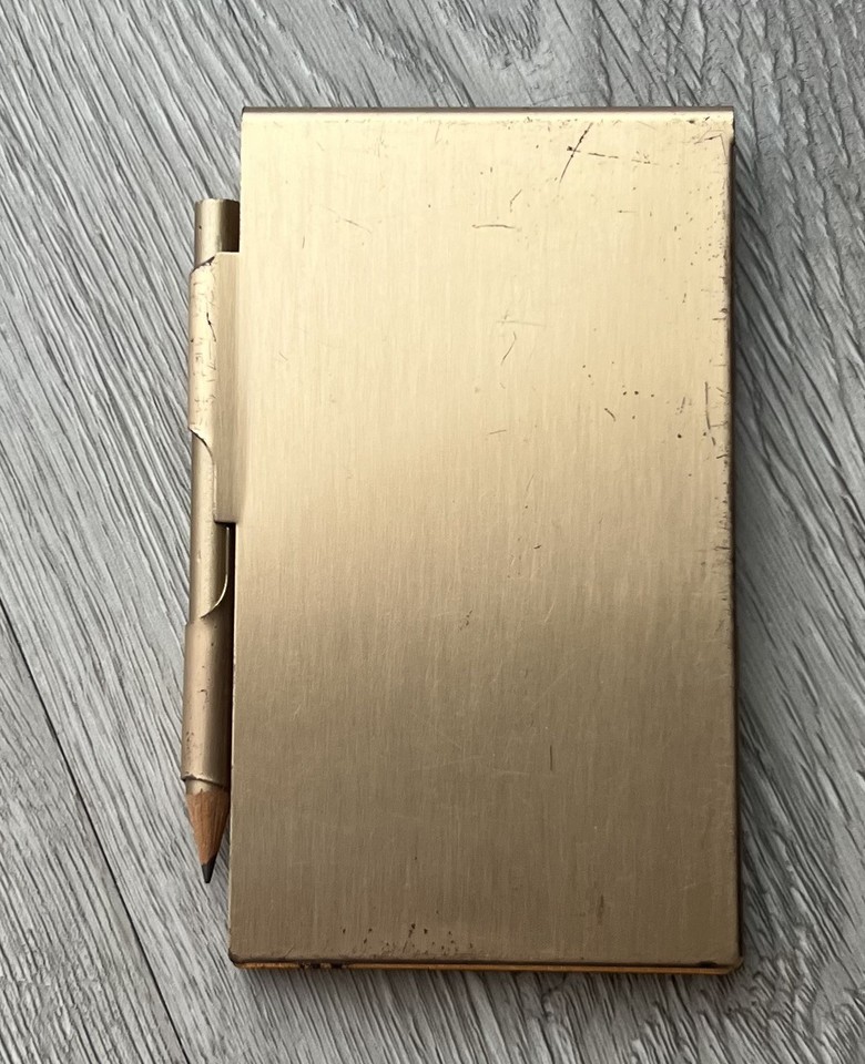 Vintage Gold Tone Mini Note Pad/Address book W/ Tiny Pencil Floral ...