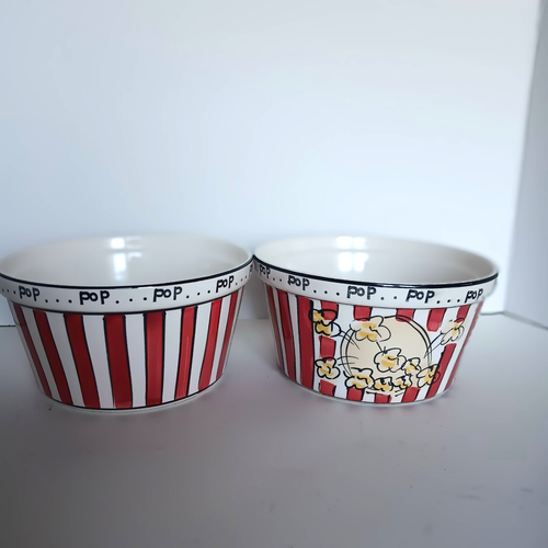 LOT OF 2 CERAMIC POPCORN BOWLS 7" X 3 10/16" BY TABLETOPS GALLERY | eBay