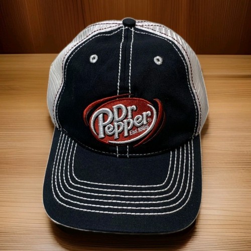 Dr Pepper Black Trucker Hat Cap Mesh One Size Adjustable Football ...