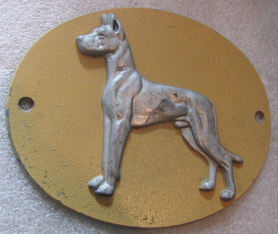 VINTAGE GREAT DANE TRUCK TRAILER BADGE EMBLEM ORNAMENT SIGN CAST METAL ...