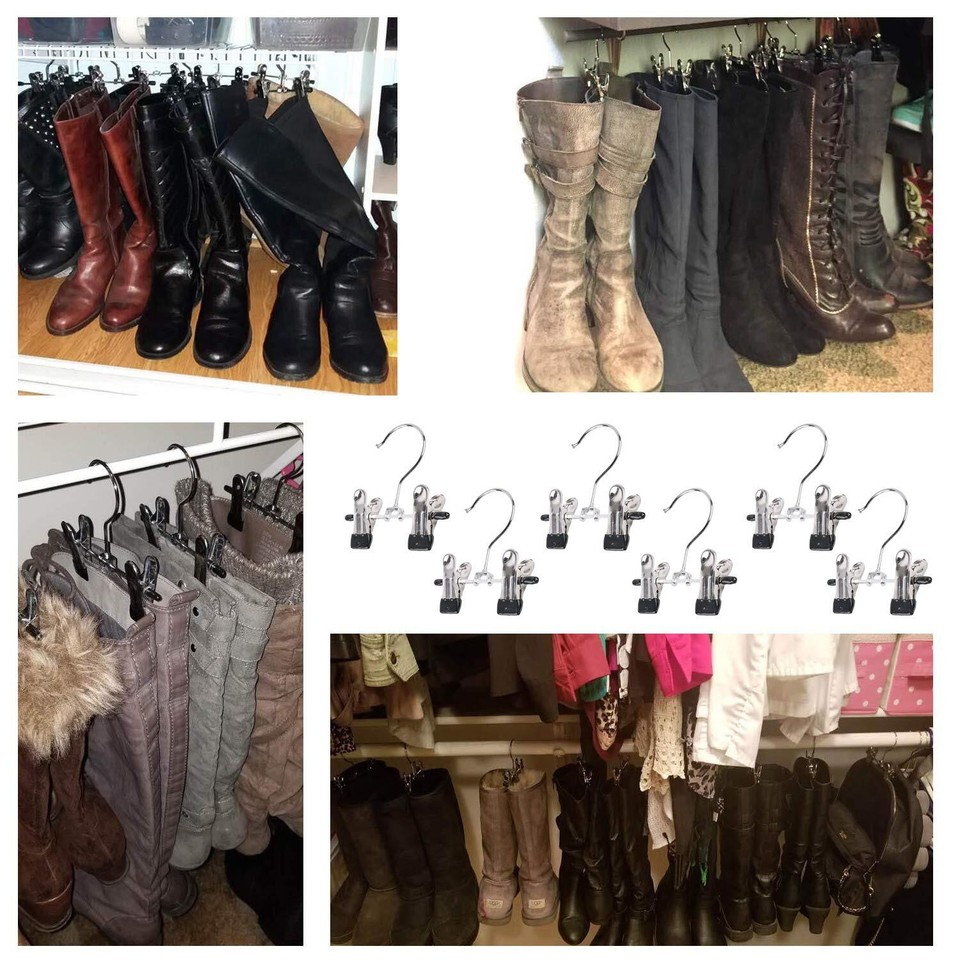 Adjustable Clips Boots Hangers Space Saving Boot Organizer 9-Pack Black ...