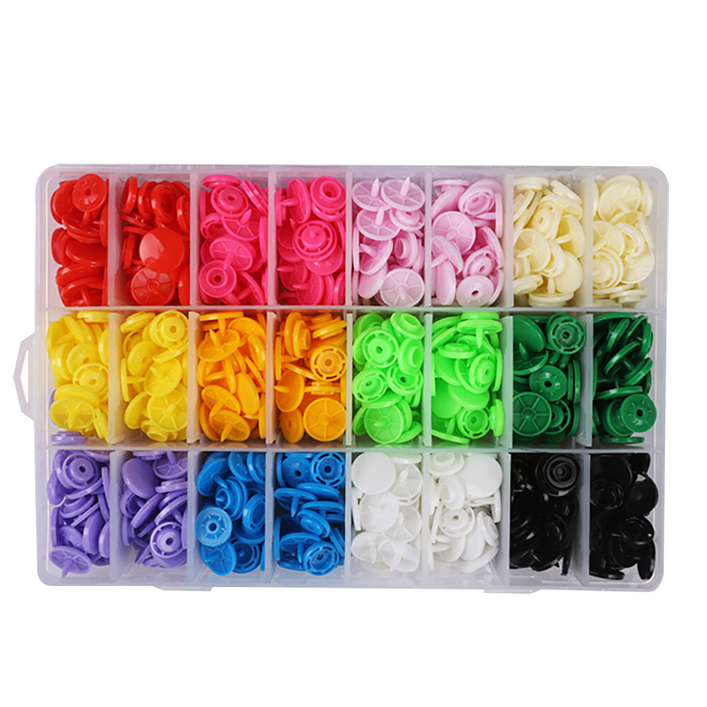 360 Sets Snap Kits Craft Buttons 24 colour Press Stud Set Size T5 Snaps ...