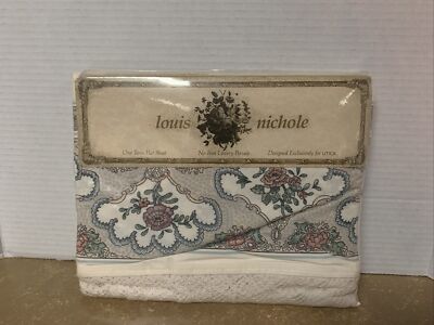 Vintage Louis Nichole Utica Stevens Flat Sheet Twin NOS Sealed Floral ...