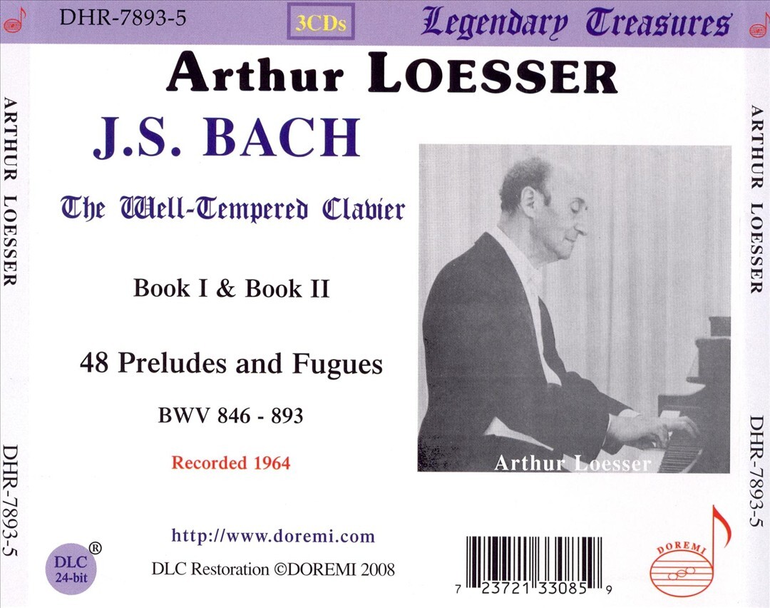 ARTHUR LOESSER BACH: THE WELL-TEMPERED CLAVIER NEW CD 723721330859| eBay