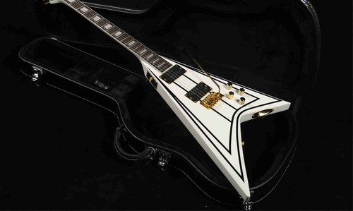 Randy Rhoads V Shape Electric Guitar Black Strips HH Pickups Gold Parts ...