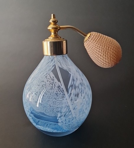 Vintage Very Pretty Caithness White & Blue Glass Large Perfume Atomiser ...