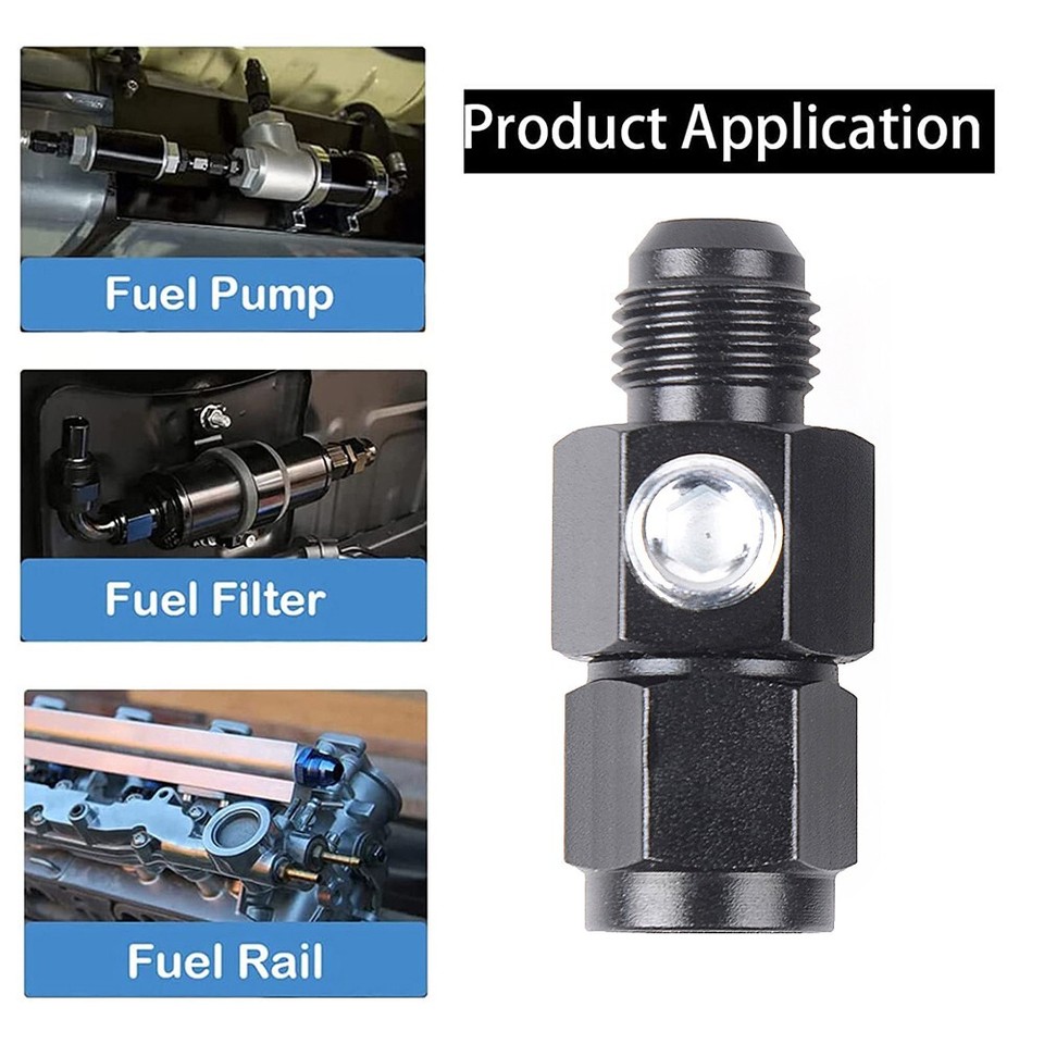 2Pcs Fuel Pressure Fitting 6AN Male to Female + 1/8 NPT Gauge Port Hose ...