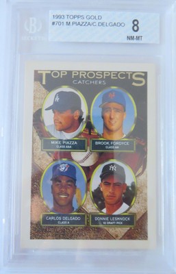 1993 Topps Gold Mike Piazza/Carlos Delgado Rookie Card 701 BGS 8 NM-MT ...