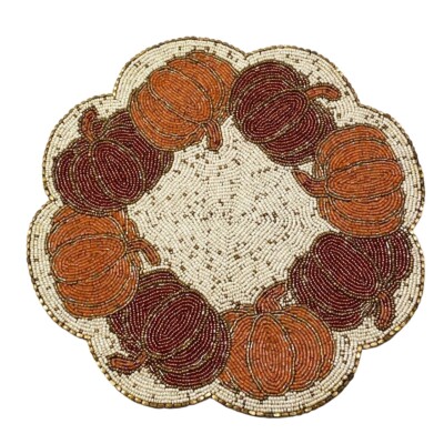 Tahari Autumn Fall Pumpkins Beaded Round 14in Charger Placemat | eBay