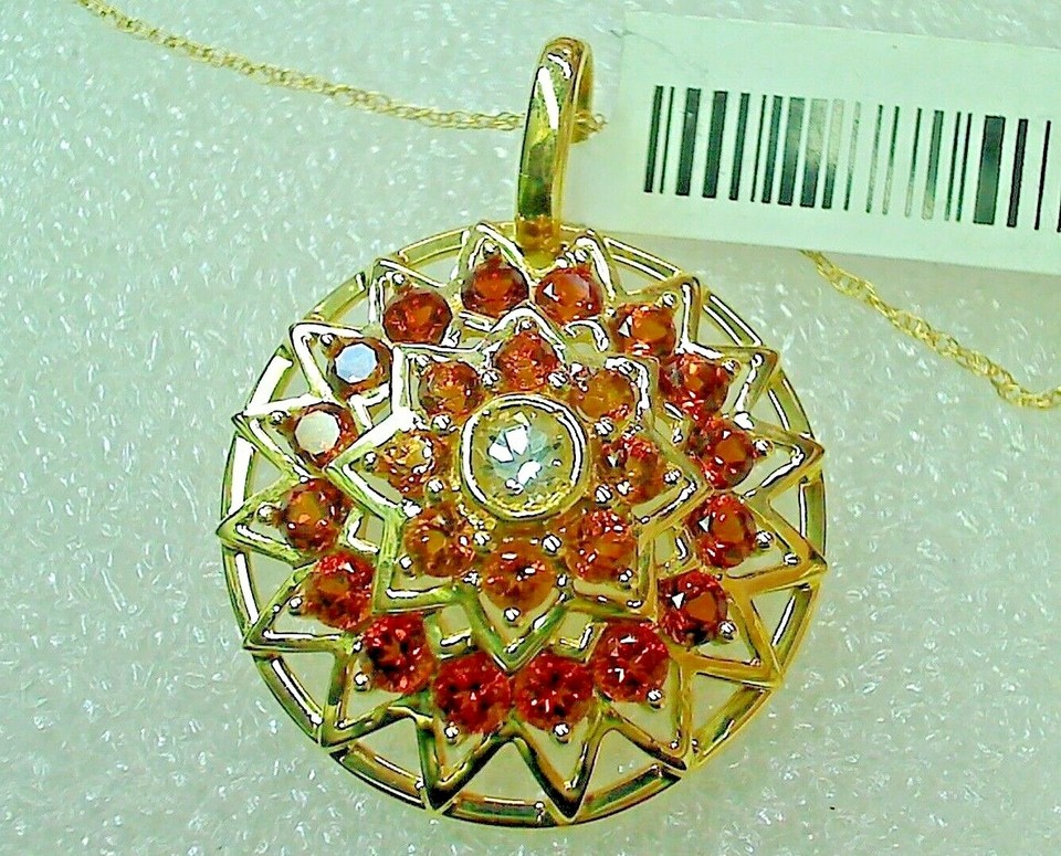 CERTIFIED 14KY Gold Multi-Colored Topaz Pendant | eBay