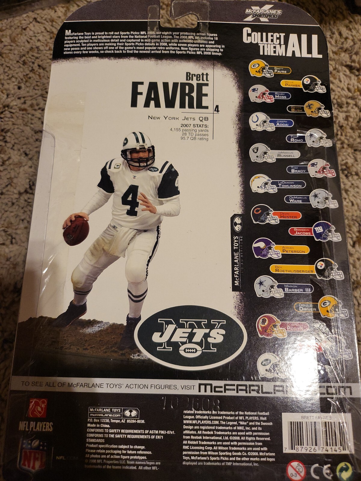 BRETT FAVRE MCFARLANE ACTION FIGURE NFL TOY NEW YORK JETS 2008 NIB | eBay