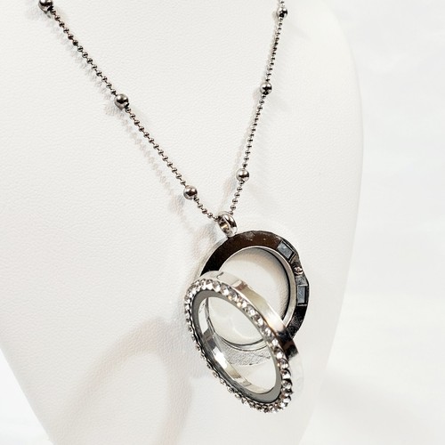 Clear Swarovski Crystal Locket Pendant Silver Tone 20" Ball Chain ...