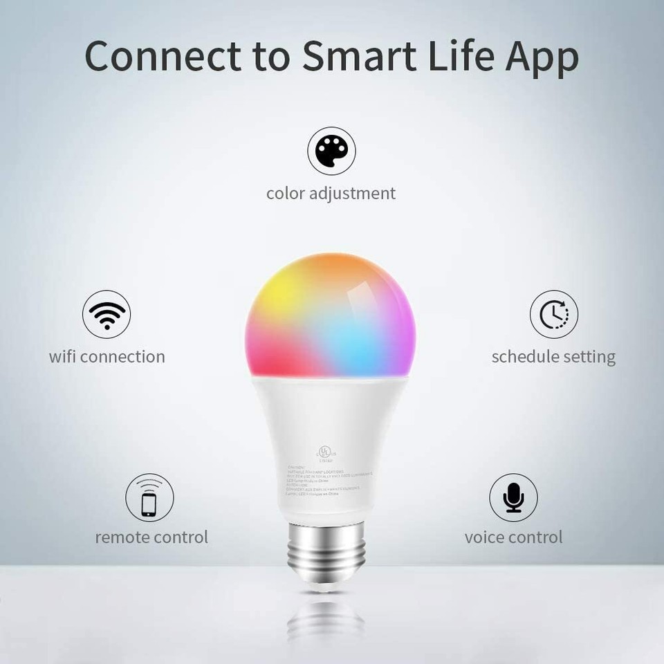 Smart Light Bulb, RGB Color Changing CCT LED Bulbs, Works with Alexa ...