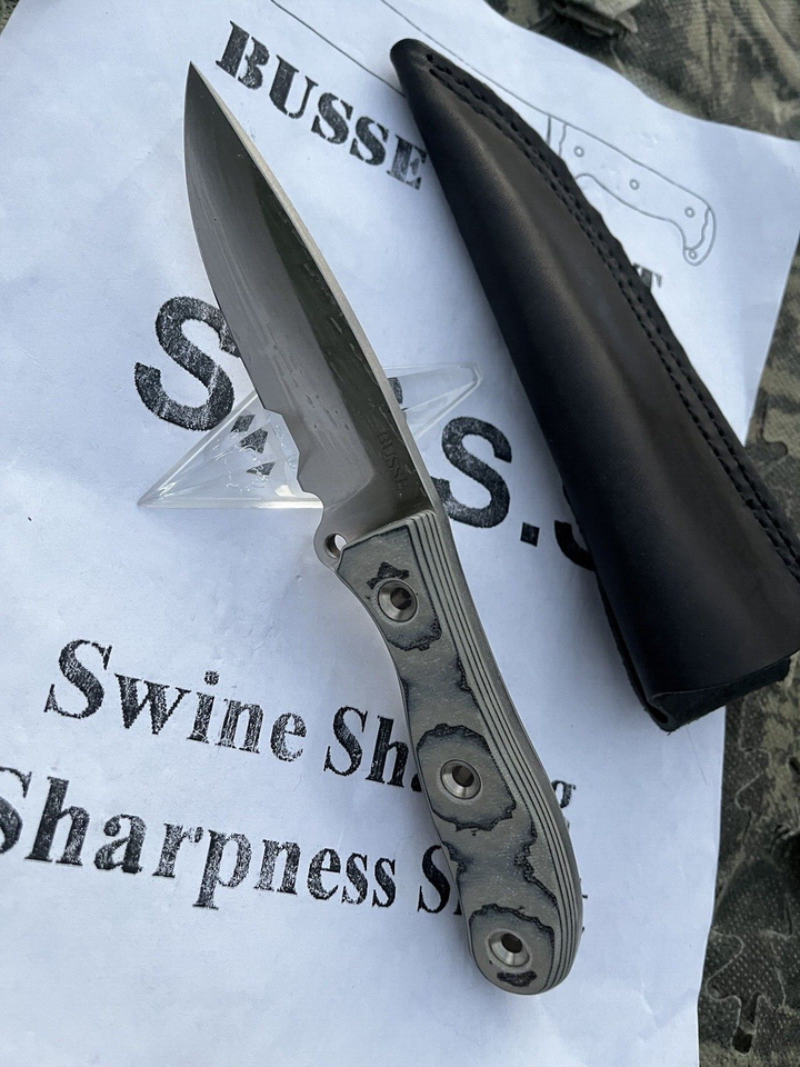 Busse Combat Game Warden 2 Satin Finish W/ Black & Tan G-10 & Leather ...