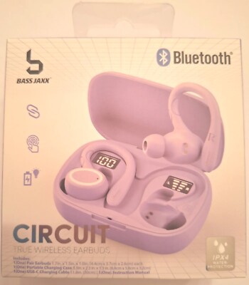 True Wireless Over The Ear Earbuds. Touch Control. Purple. By BASS JAXX ...